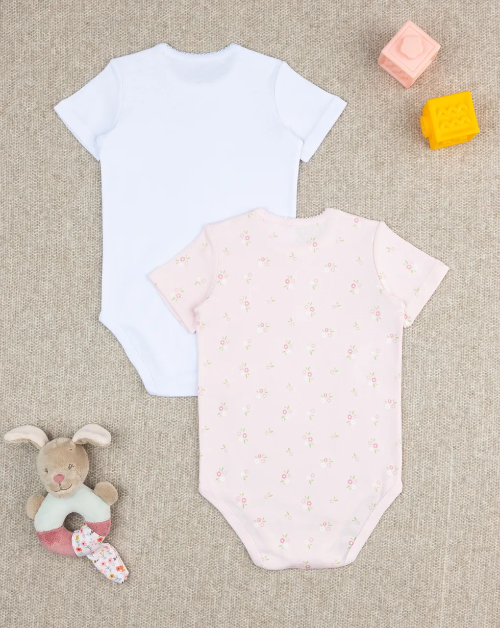 Pack 2 body bimba bianco/rosa mezza manica - Prénatal