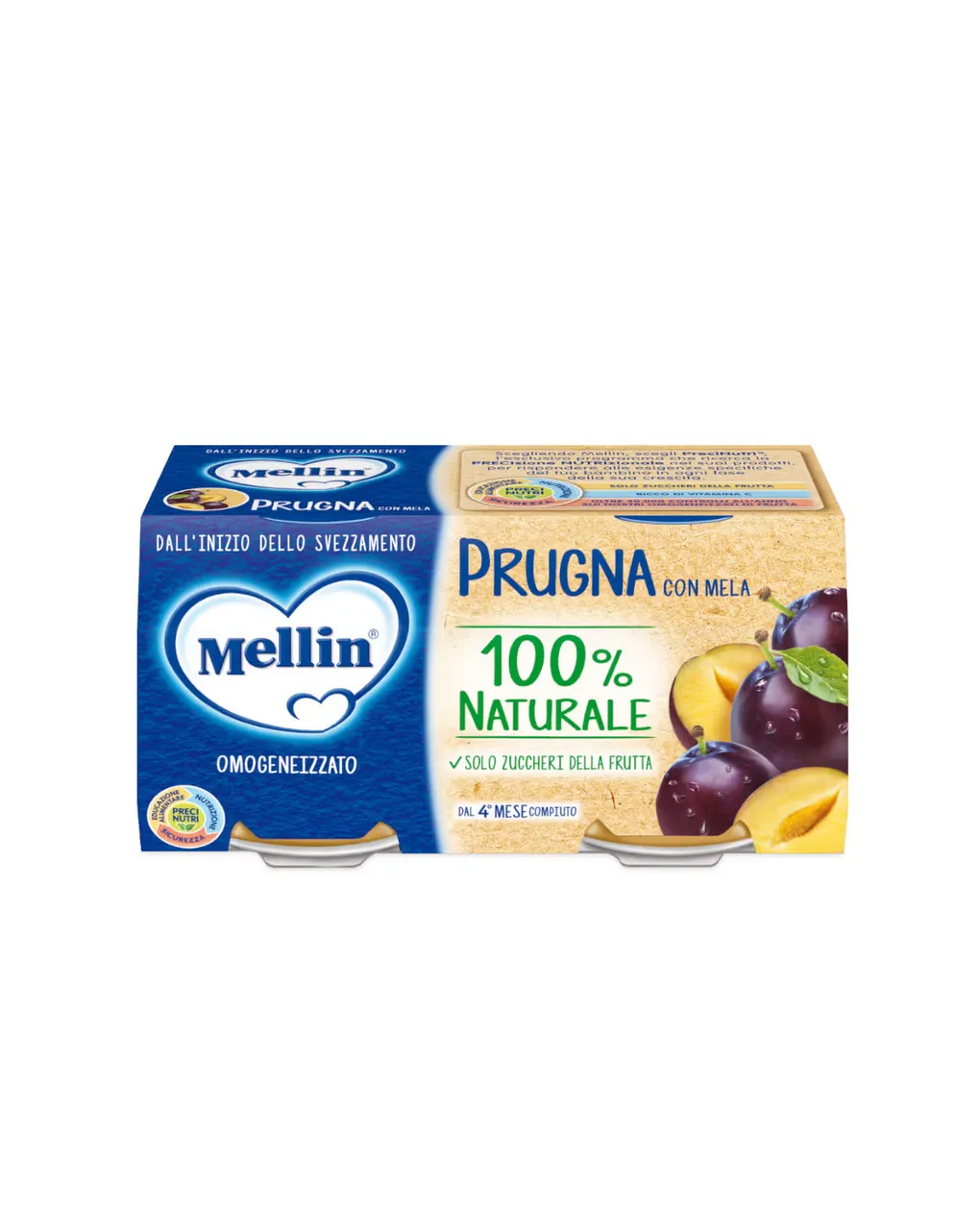Omogeneizzato prugna 2×100 gr - Mellin - Prénatal