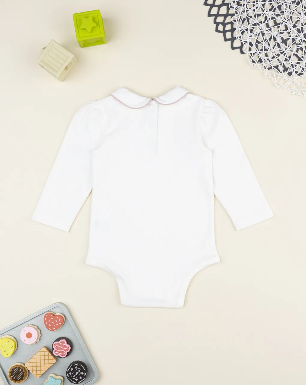Body bimba bianco ricamo colletto - Prénatal