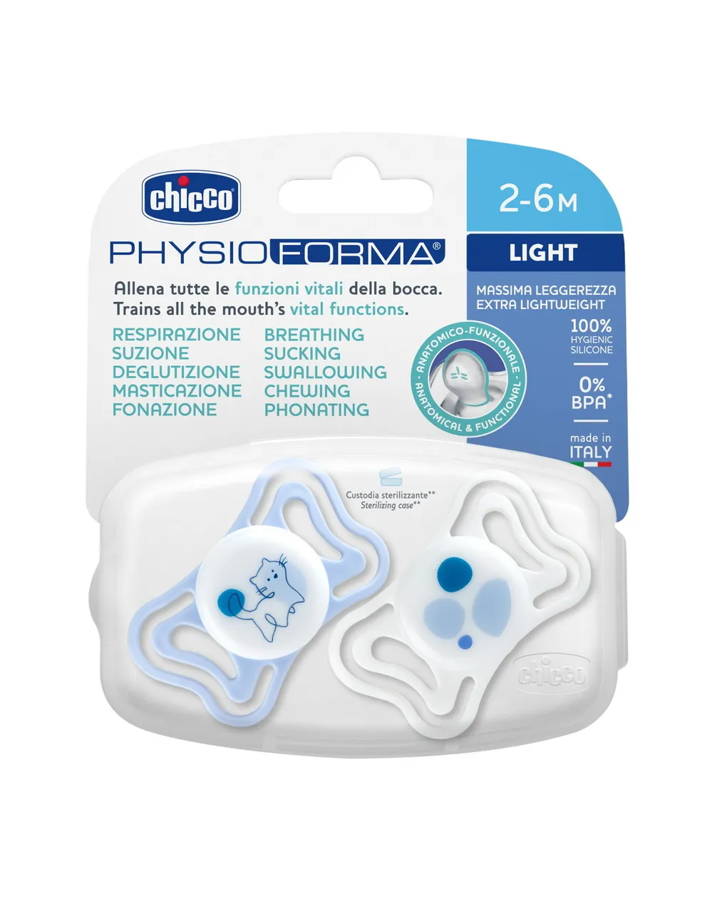 Succhietto physioforma light azzurro 2-6m - chicco - Prénatal